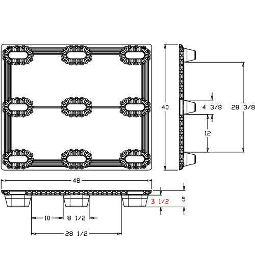 UP-4840-N-TriendaDC1S - 48x40 Used Plastic Pallet | Nelson Company